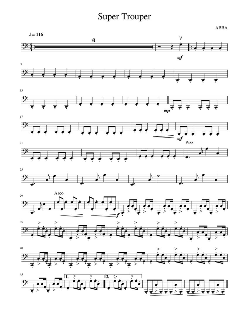 Super Trouper cellos Sheet music for Piano (Solo) Easy | Musescore.com