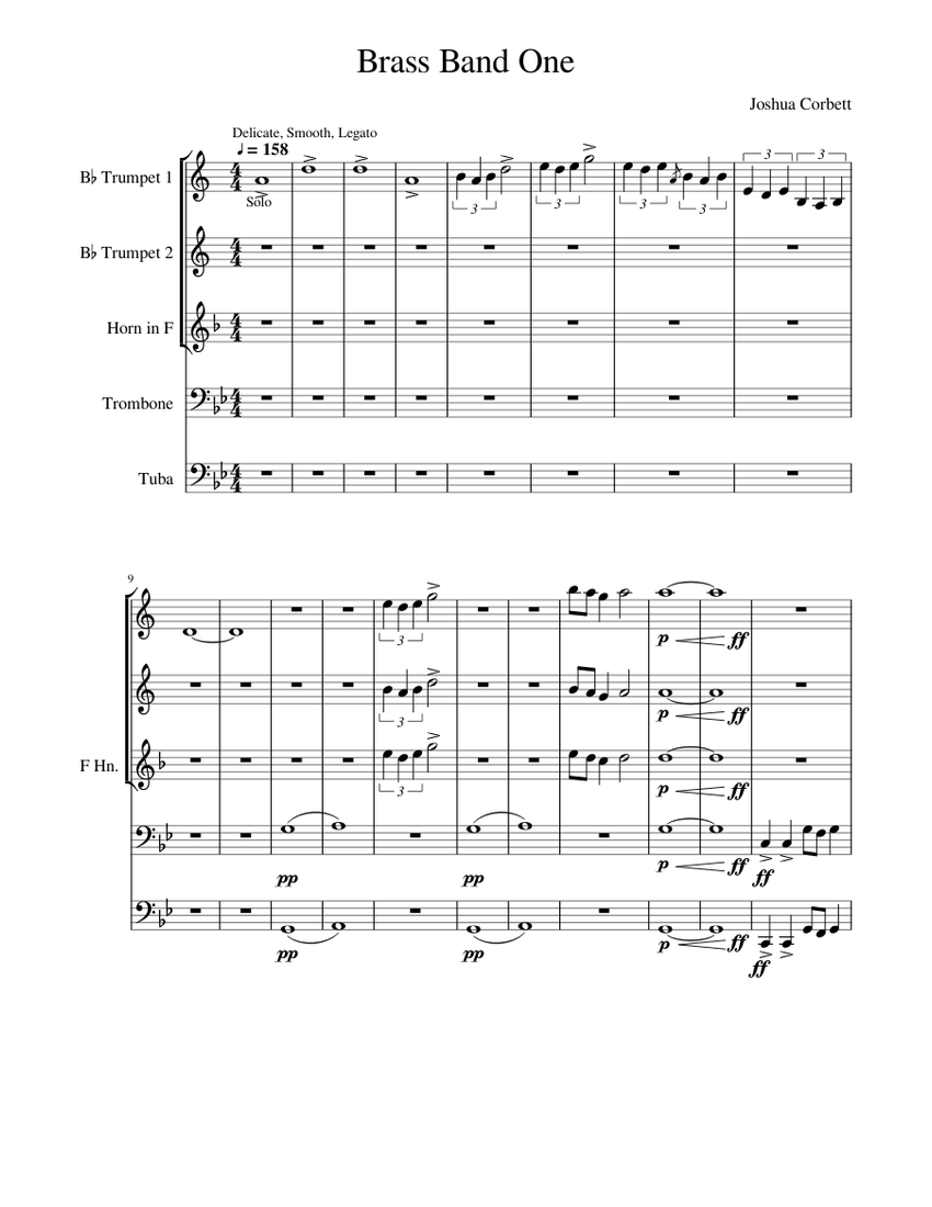 Brass Band One Sheet music for Trombone, Tuba, Trumpet in b-flat ...