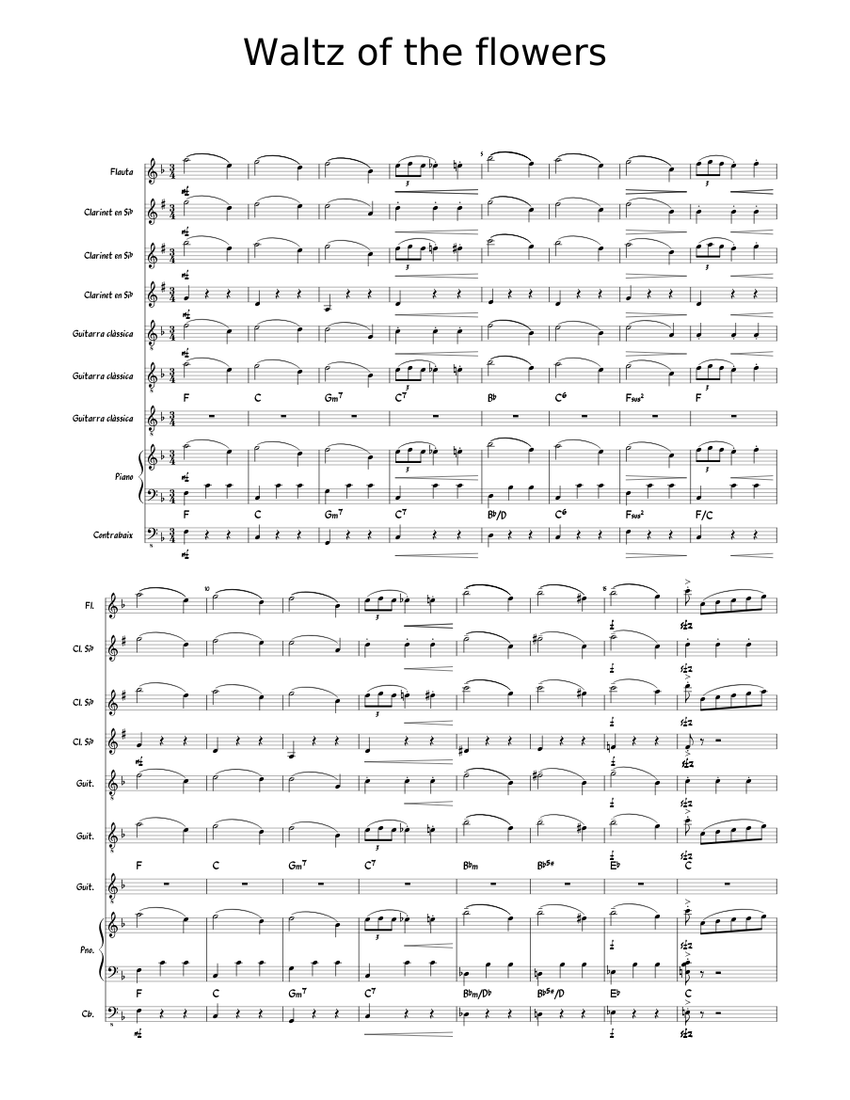 Waltz_of_the_flowers Sheet music for Piano, Flute, Clarinet in b-flat ...