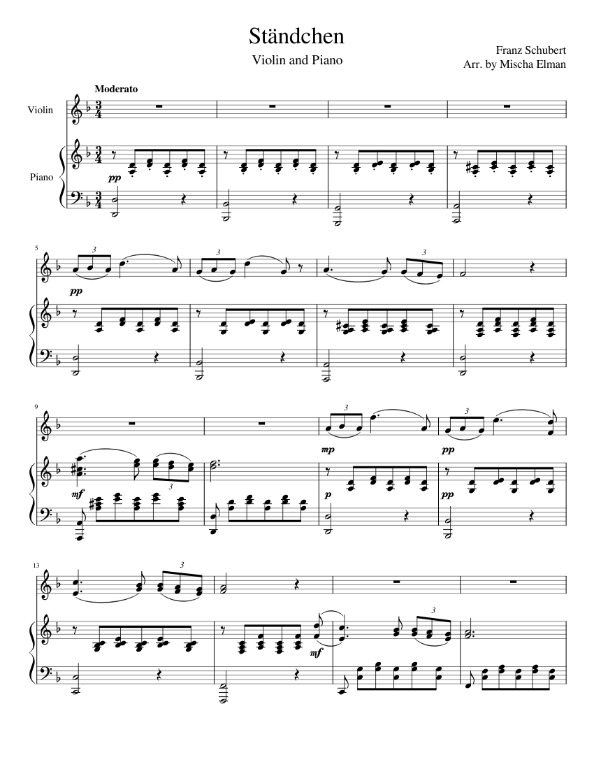 Ständchen for Violin and Piano Sheet Music for Piano, Violin (Solo ...