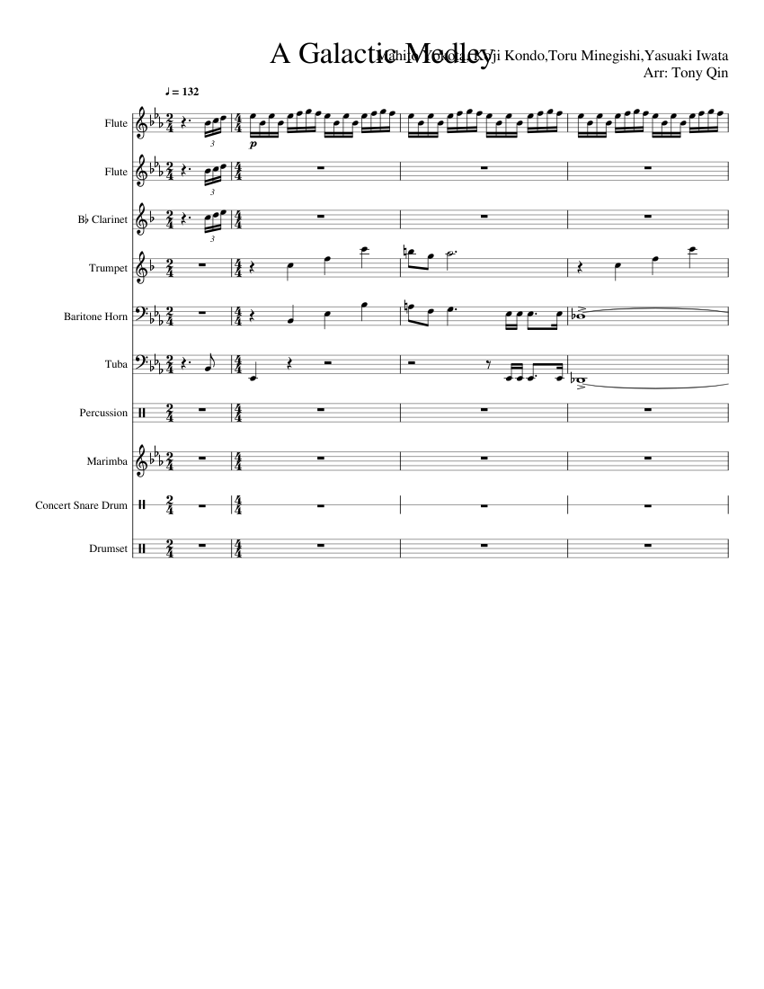 A Galactic Medley Sheet music for Tuba, Flute, Clarinet in b-flat ...