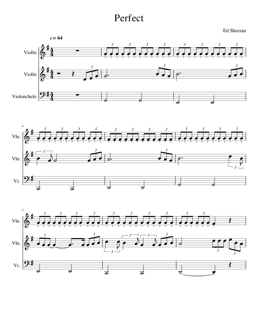 Perfect Sheet Music for Violin, Cello (Mixed Trio) | MuseScore.com
