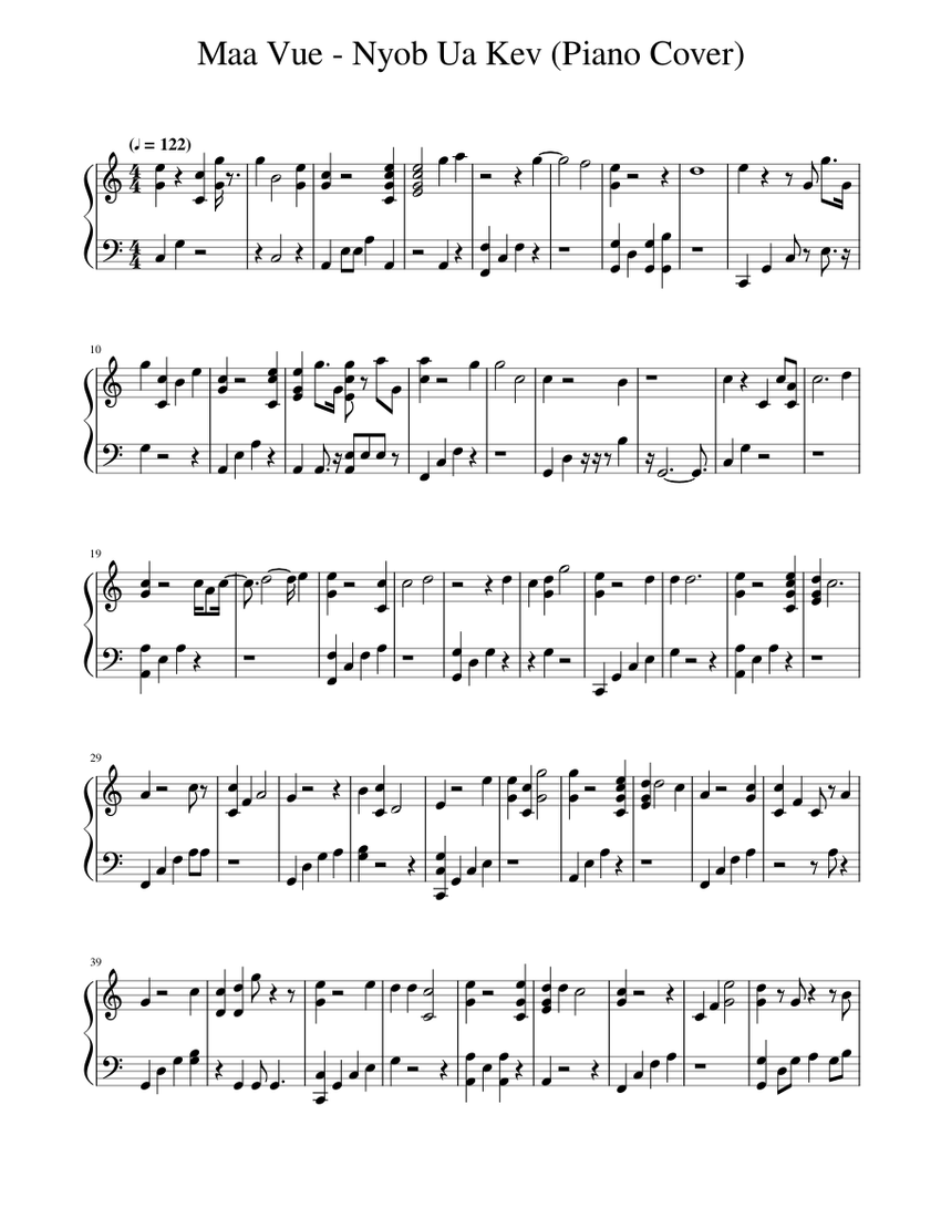 Maa Vue Nyob Ua Kev Sheet music for Piano (Solo) | Musescore.com