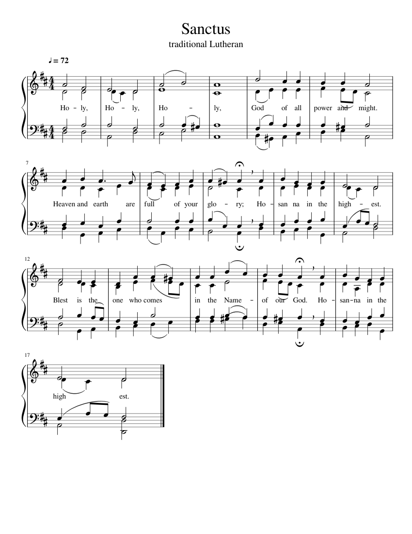 Sanctus Sheet music for Piano (Solo) | Musescore.com