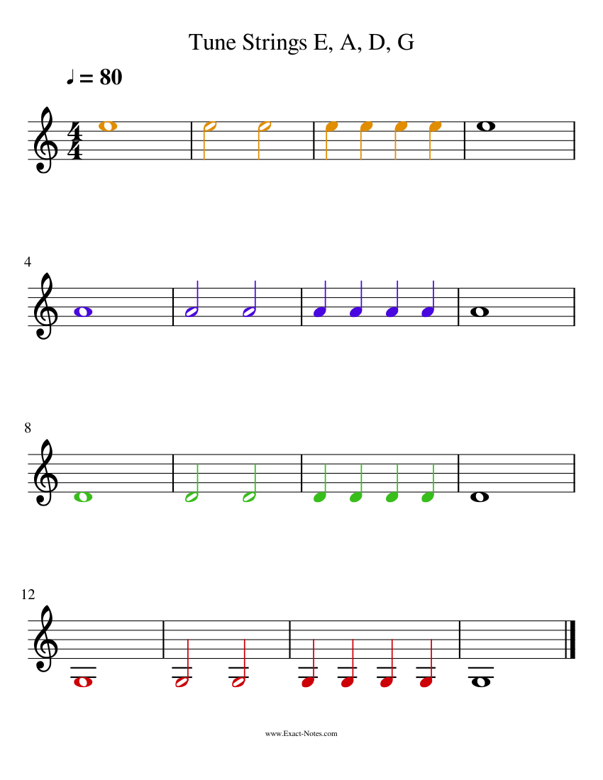 Tune Strings E, A, D, G Sheet Music for Violin (Solo) | MuseScore.com