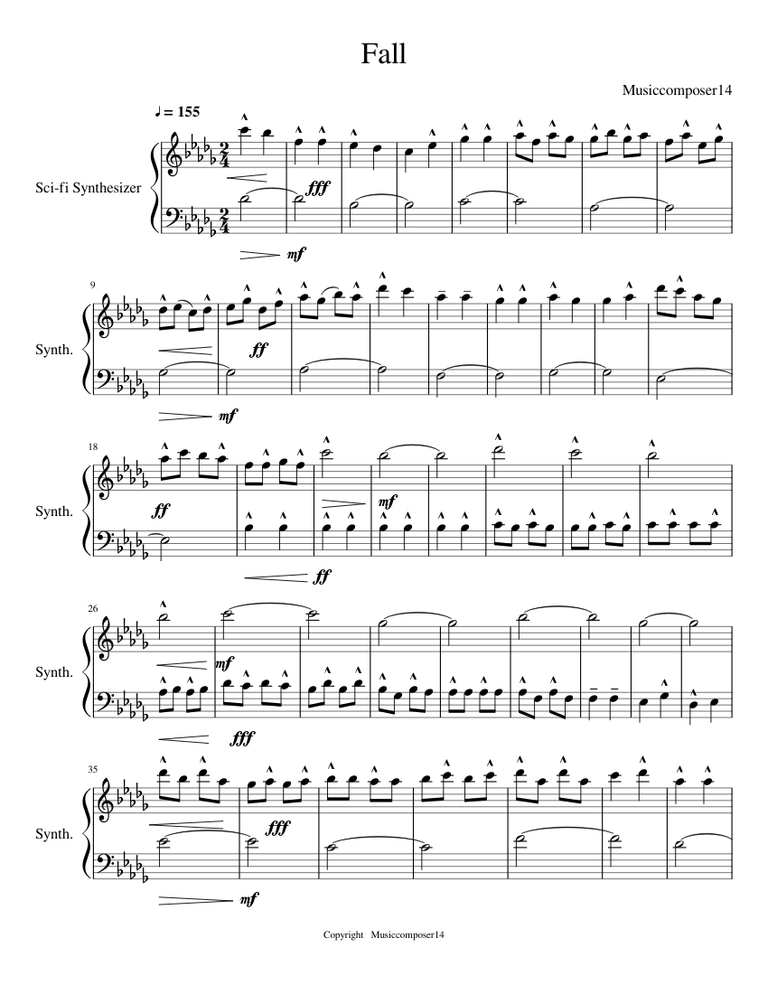 Fall Sheet music for Synthesizer (Solo) | Musescore.com