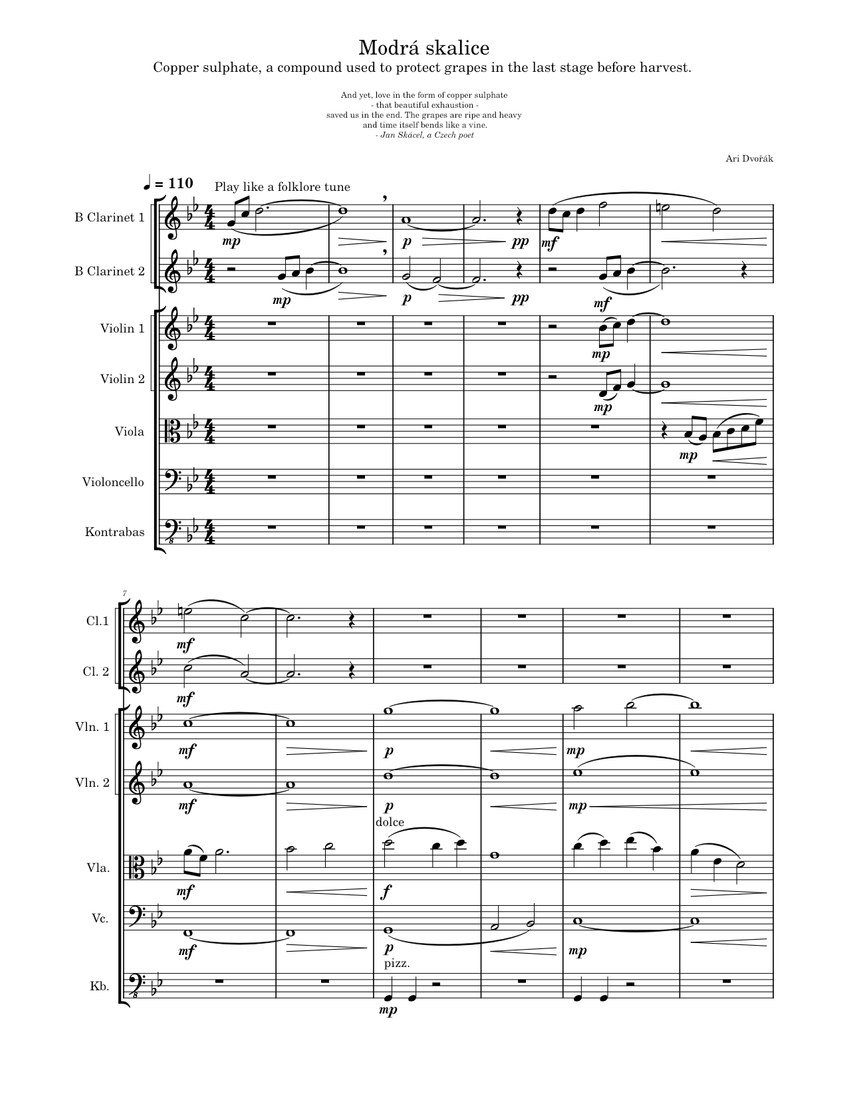 guess the SEASON now aka Modrá skalice Sheet music for Clarinet in b ...