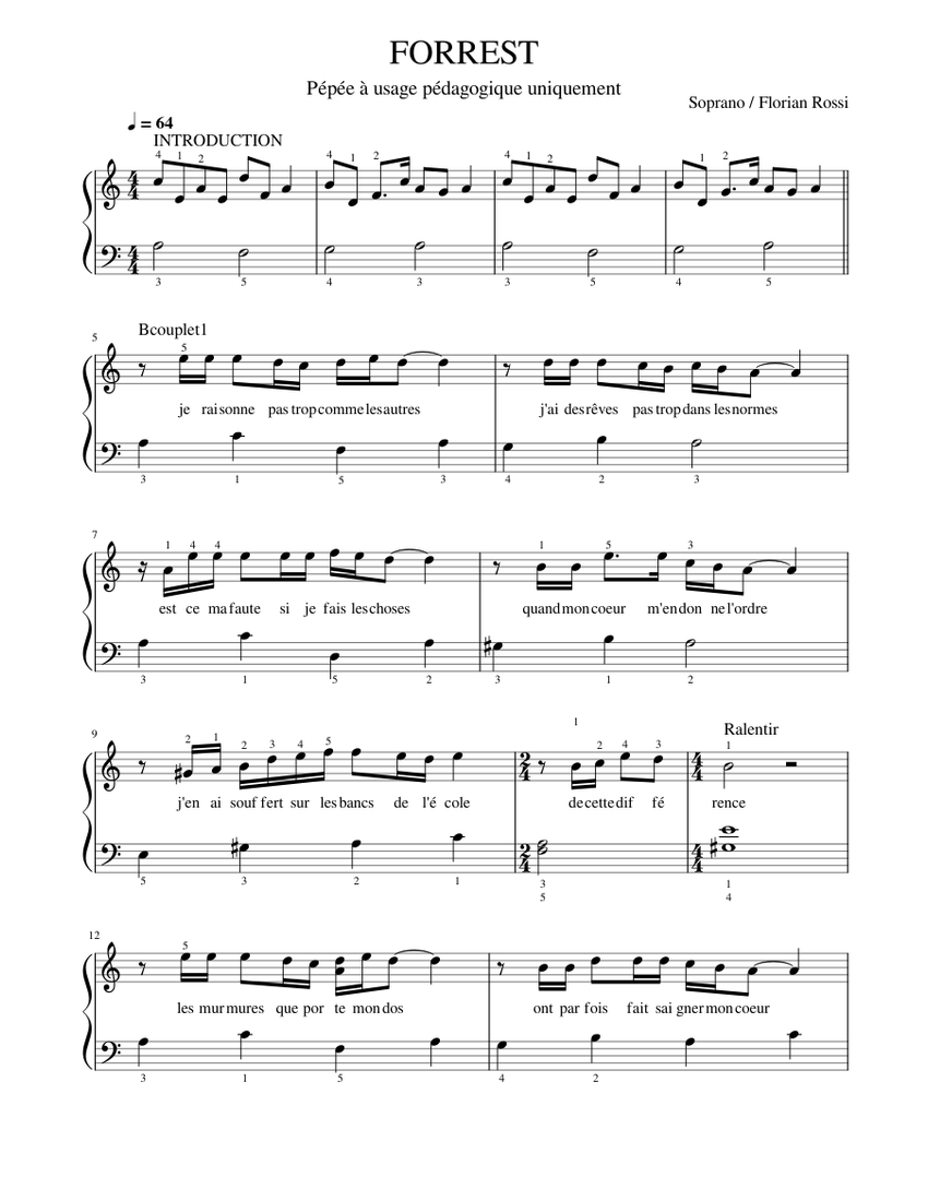 FORREST Sheet music for Piano (Solo) Easy | Musescore.com