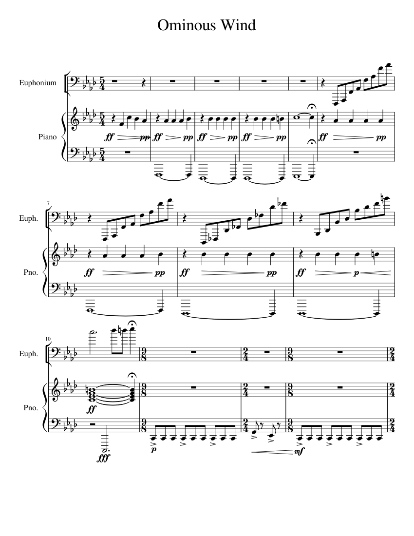 Ominous_Wind Sheet music for Piano, Euphonium (Solo) | Musescore.com