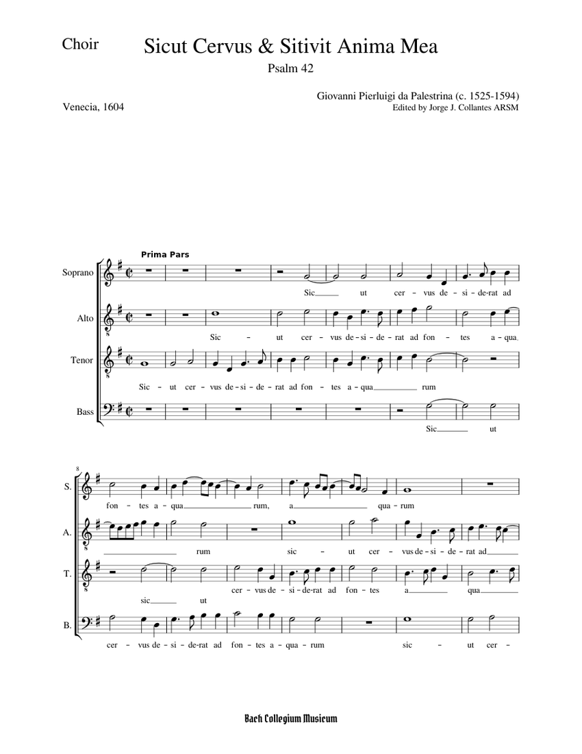 Sicut Cervus & Sitivit Anima Mea - Giovanni Pierluigi da Palestrina Sheet music for Soprano ...