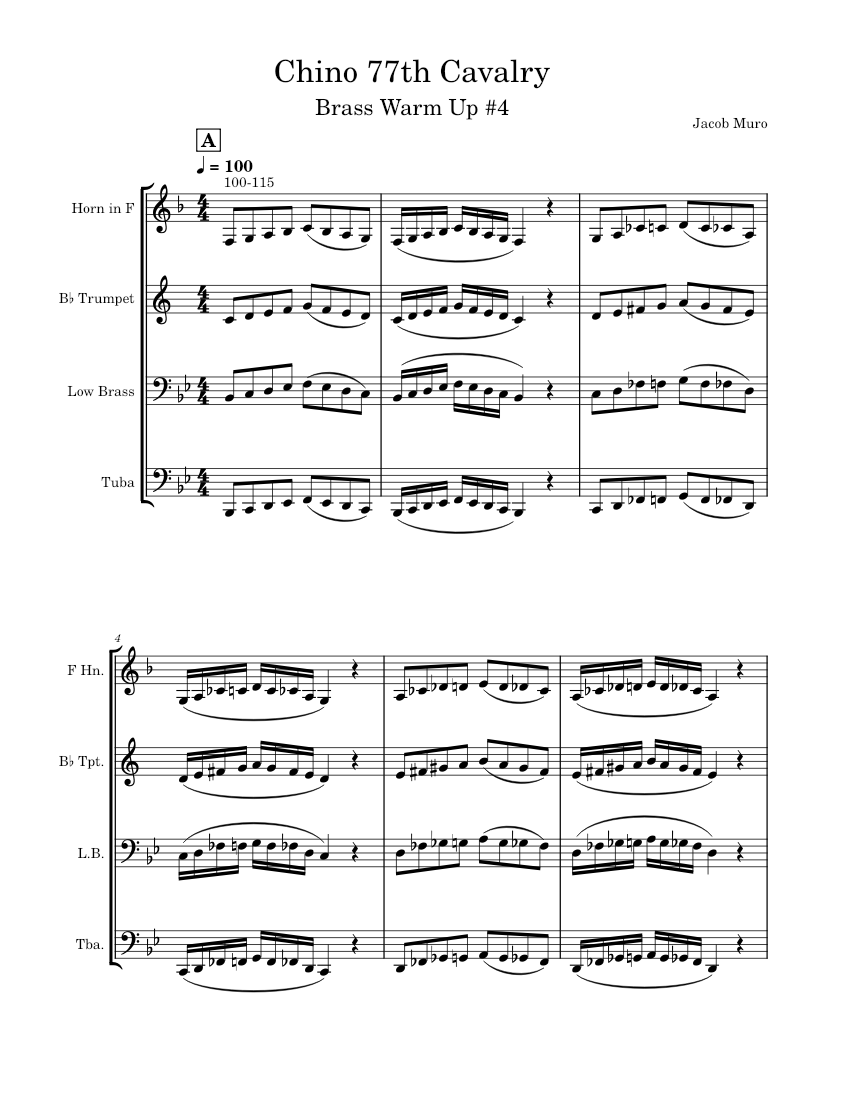 Brass Warm Up #4 Sheet music for Trombone, Tuba, Trumpet in b-flat ...