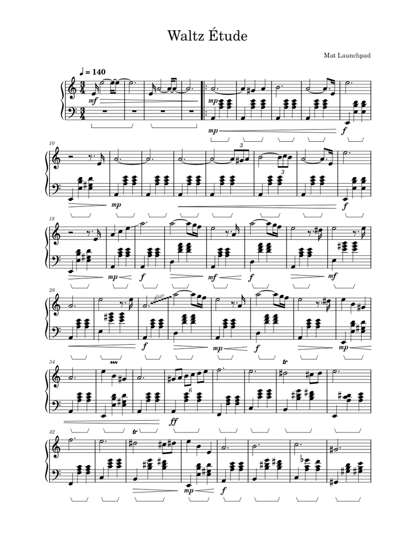 Waltz Etude - Mat Launchpad Sheet music for Piano (Solo) Easy ...
