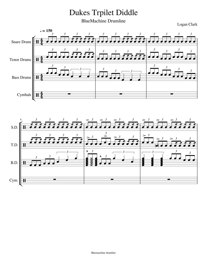 Dukes_Trpilet_Diddle Sheet music for Snare drum, Crash, Tenor drum ...