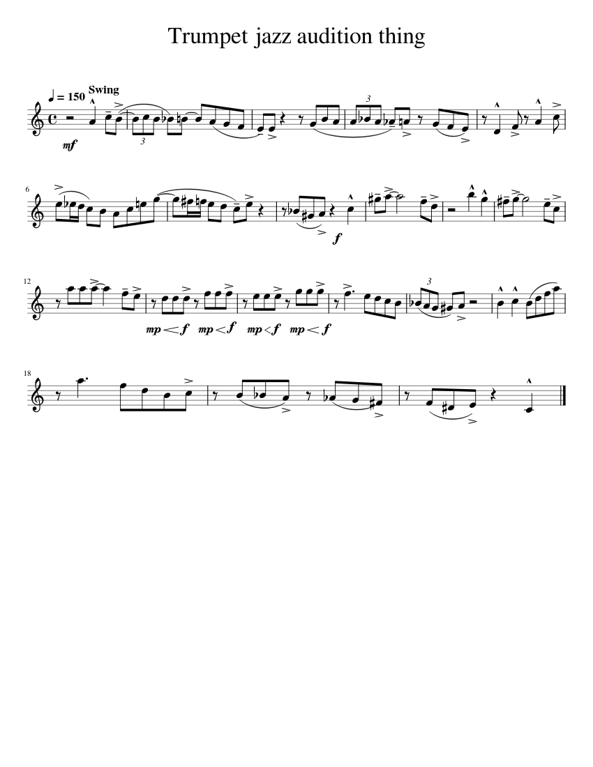 Idk – ghggh= Trumpet jazz audition thing Sheet music for Trumpet in b ...