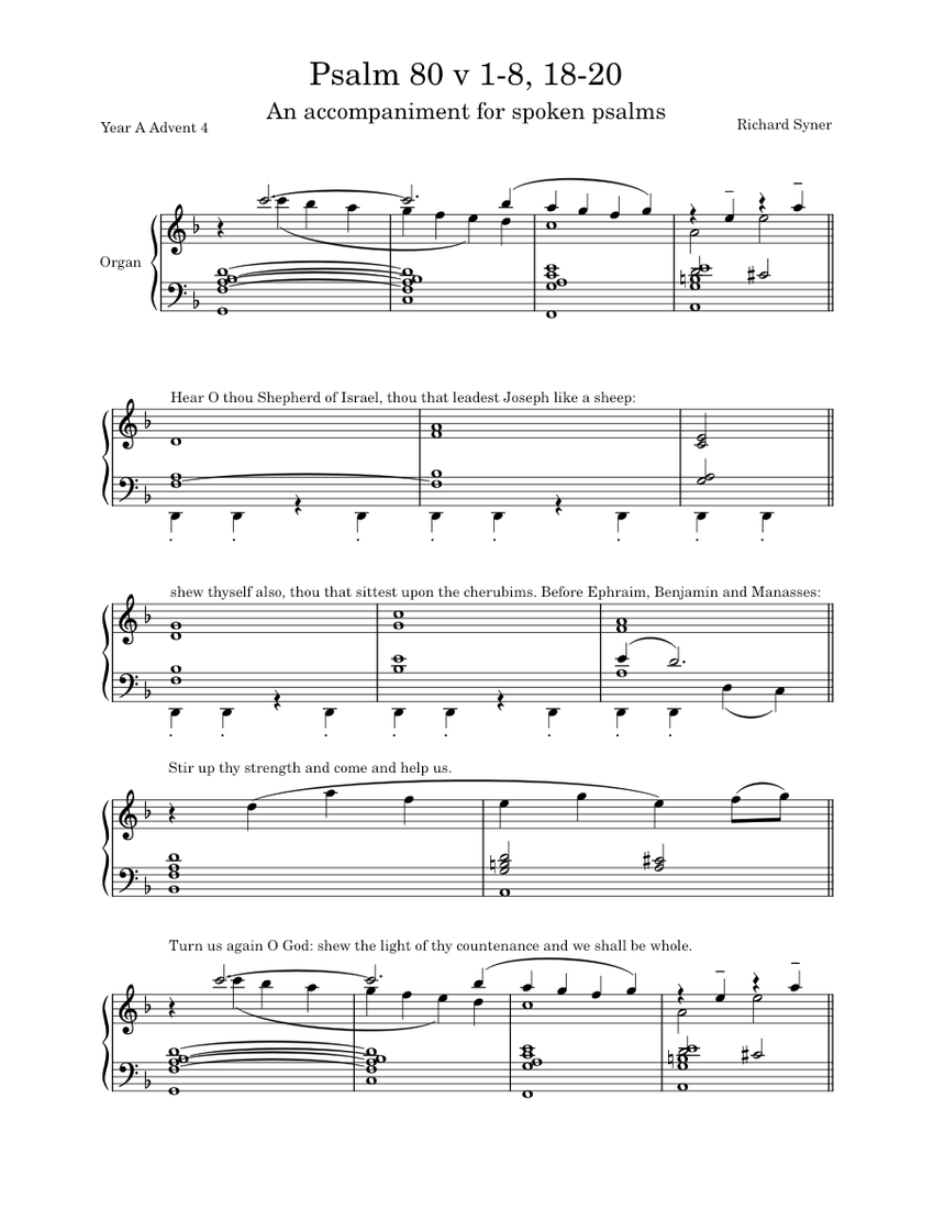 Psalm 80 v 1-8, 18-20 (Year A Advent 4) - an accompaniment for spoken ...