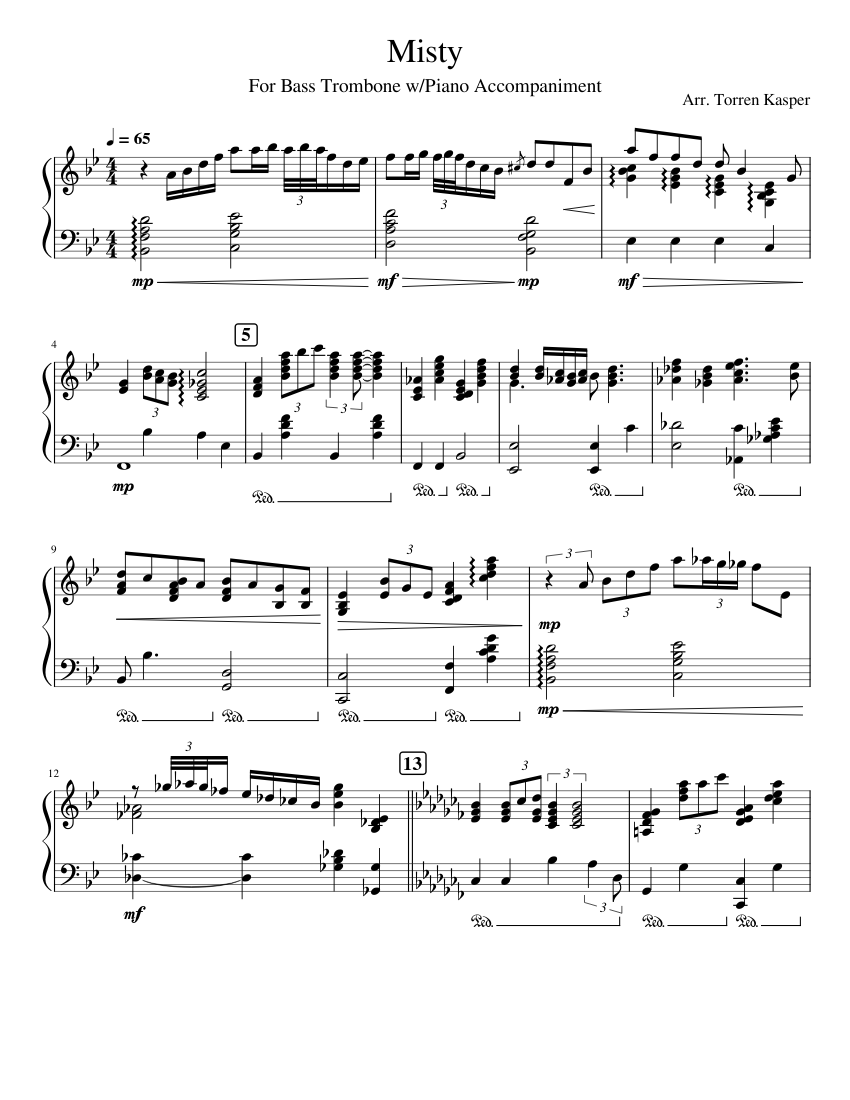 Misty – Ella Fitzgerald Sheet music for Piano (Piano-Voice) | Musescore.com
