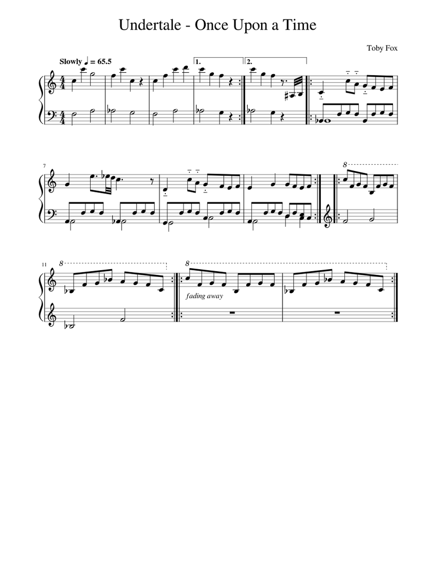 Once Opon A Time – Toby Fox Sheet music for Piano (Solo) Easy ...