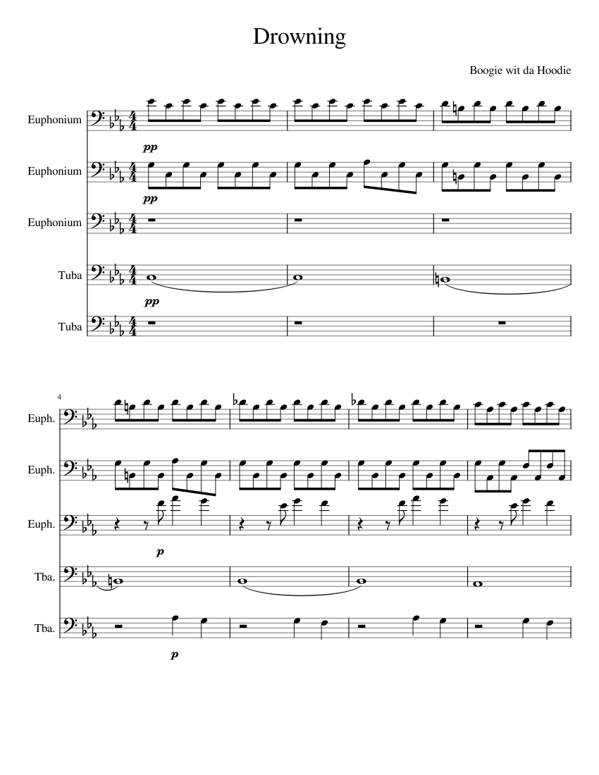 Drowning Sheet music for Euphonium, Tuba (Mixed Quintet) | Musescore.com