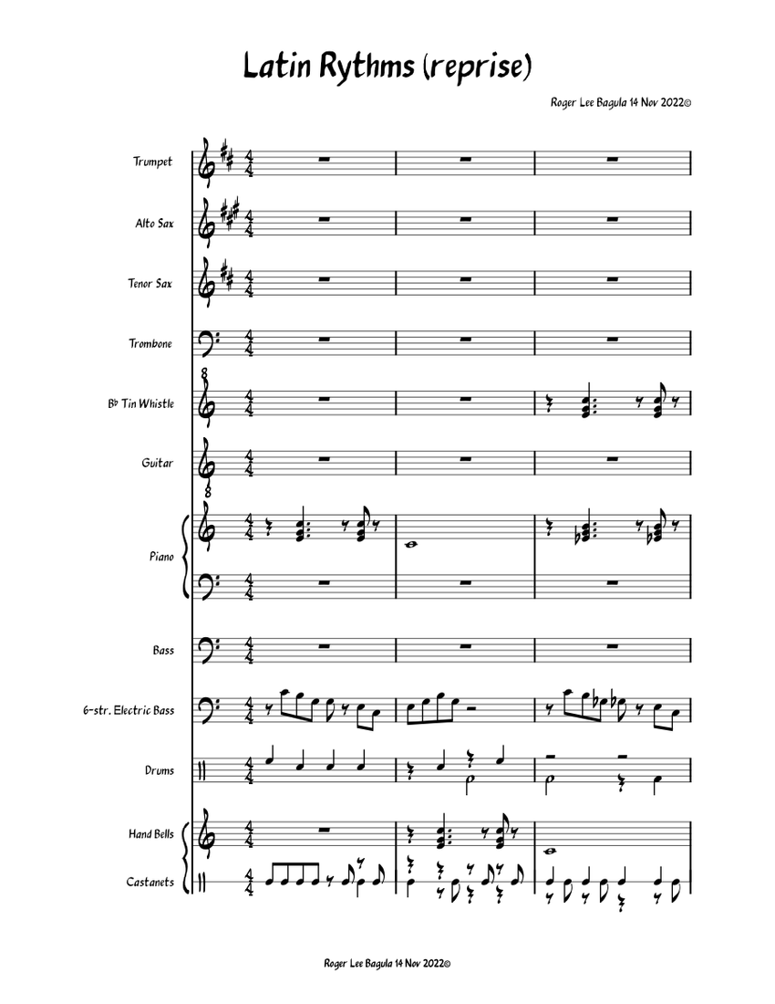 Latin Rythms reprise Sheet music for Piano, Trombone, Saxophone alto ...