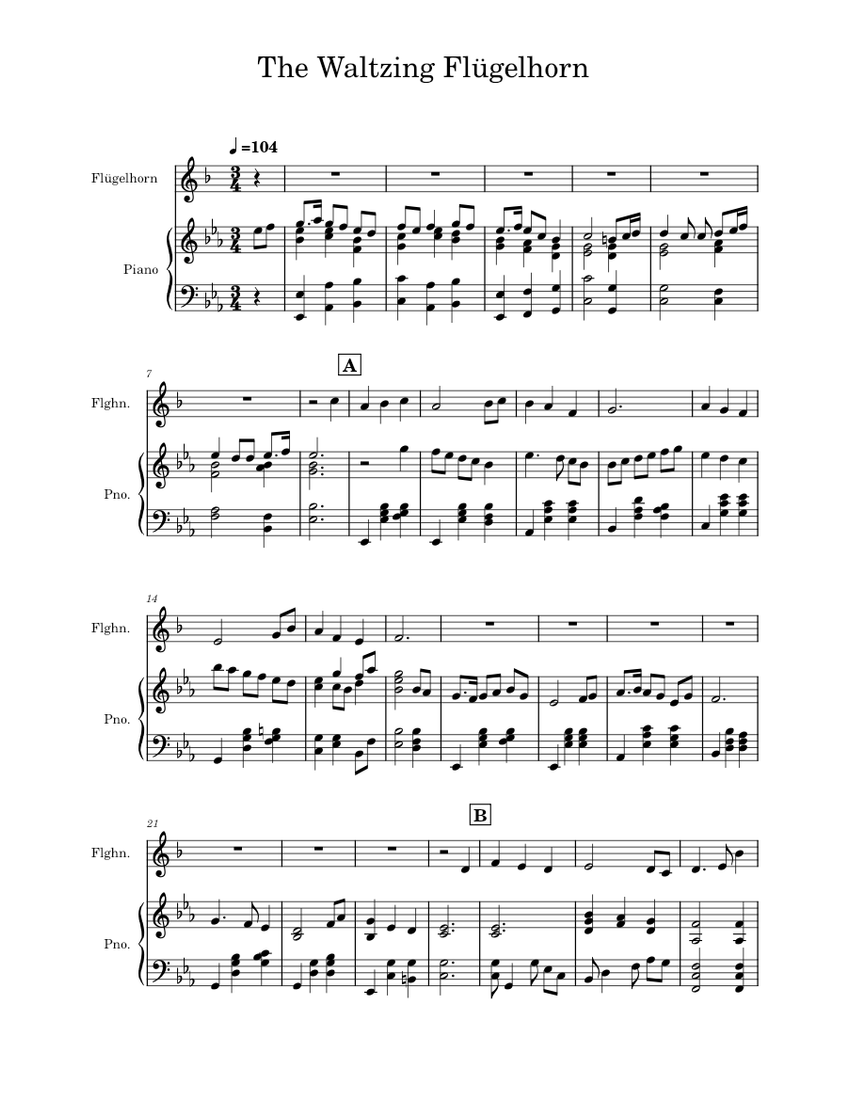 The Waltzing Fluegelhorn - Filip Declercq Sheet music for Piano ...