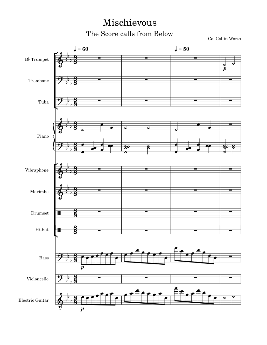 Mischievous Sheet music for Piano, Trombone, Bass voice, Tuba & more ...