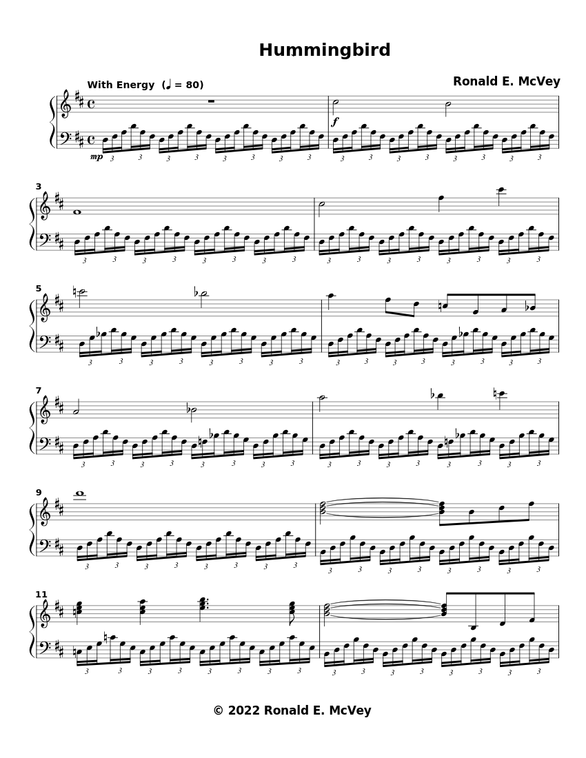 Hummingbird Sheet Music for Piano (Solo) | MuseScore.com
