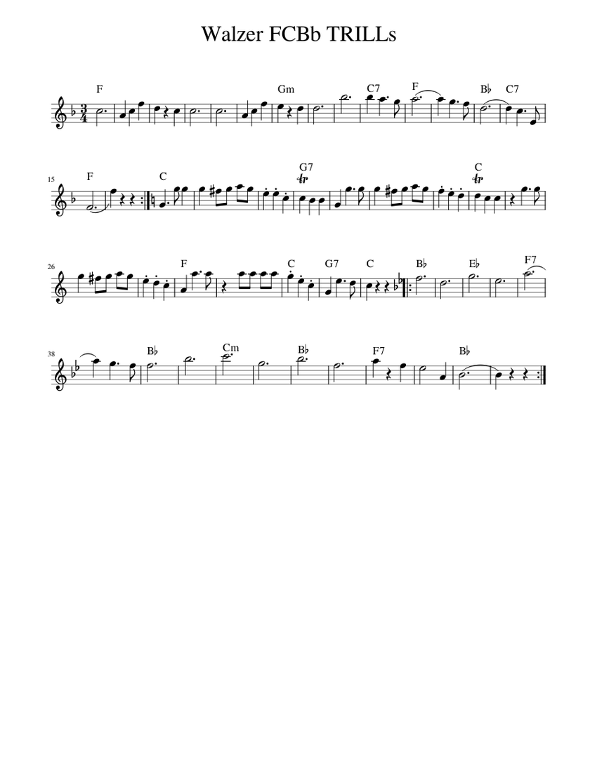 Walzer FCBb TRILLs Sheet music for Piano (Solo) | Musescore.com