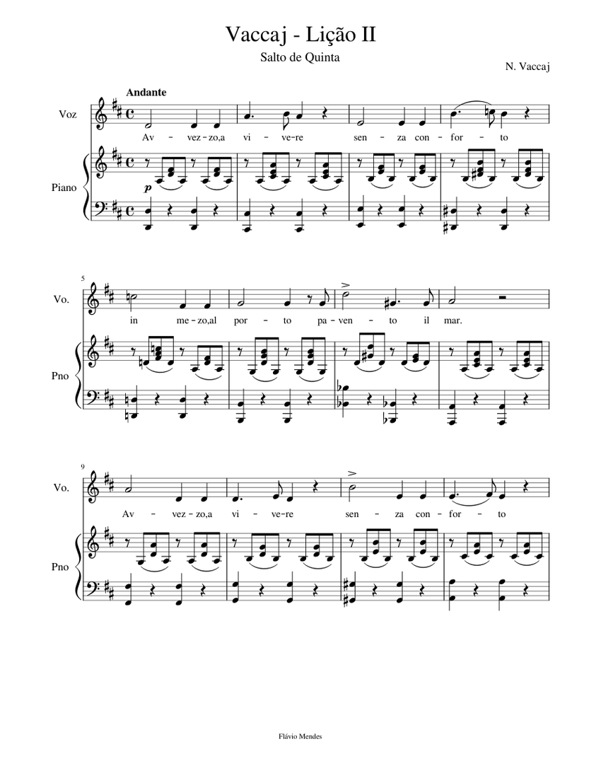 Metodo pratico di canto – Vaccaj Nicola Sheet music for Piano, Vocals ...