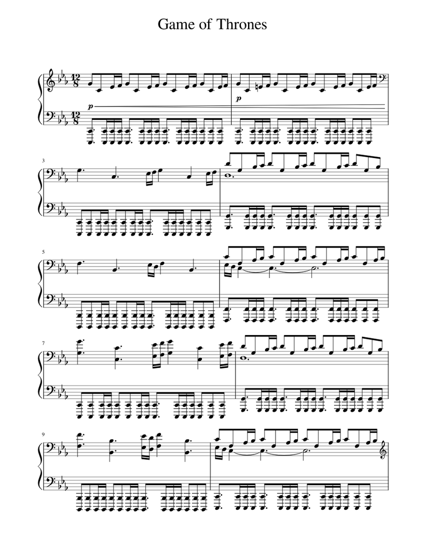 Game Of Thrones Theme – Ramin Djawadi Sheet music for Piano (Solo ...