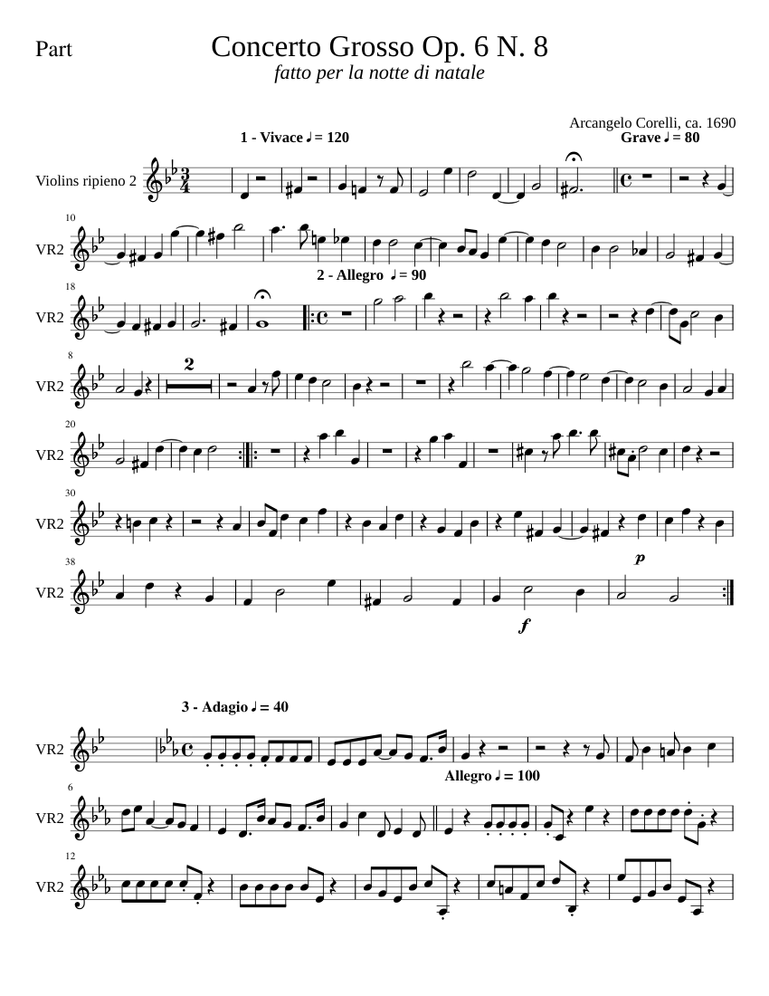 Corelli Concerto Grosso op 6 n 8 Part Sheet music for Strings group ...