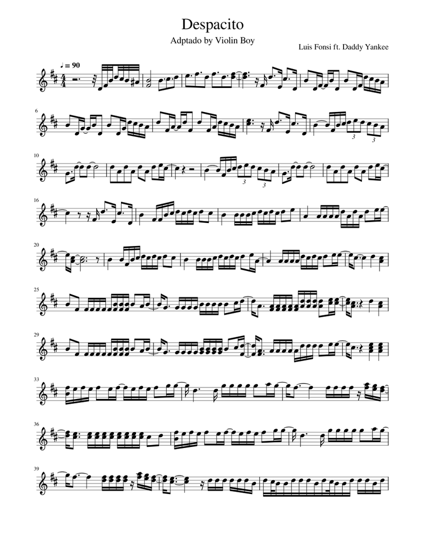 Despacito Sheet music for Violin (Solo) | Musescore.com