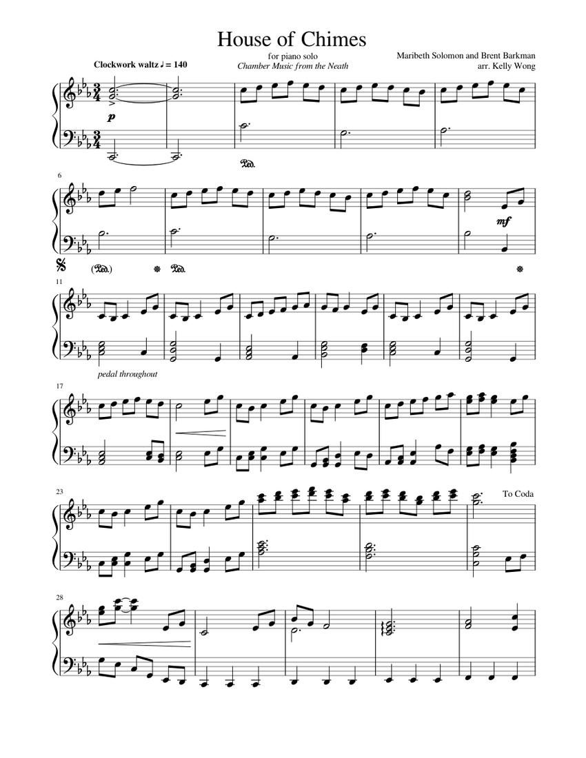 House of Chimes Sheet Music for Piano (Solo) | MuseScore.com