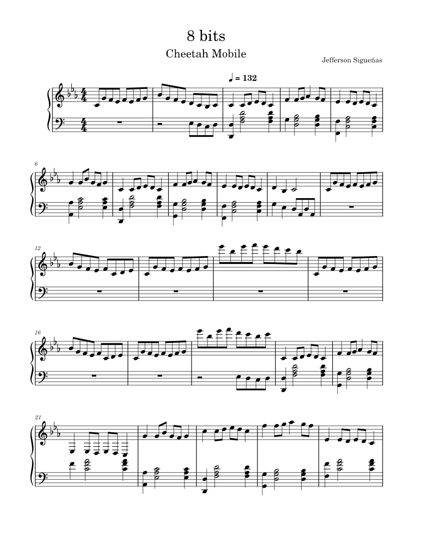 8bits – Cheetah Mobile 8_bits Sheet music for Piano (Piano Four Hand ...