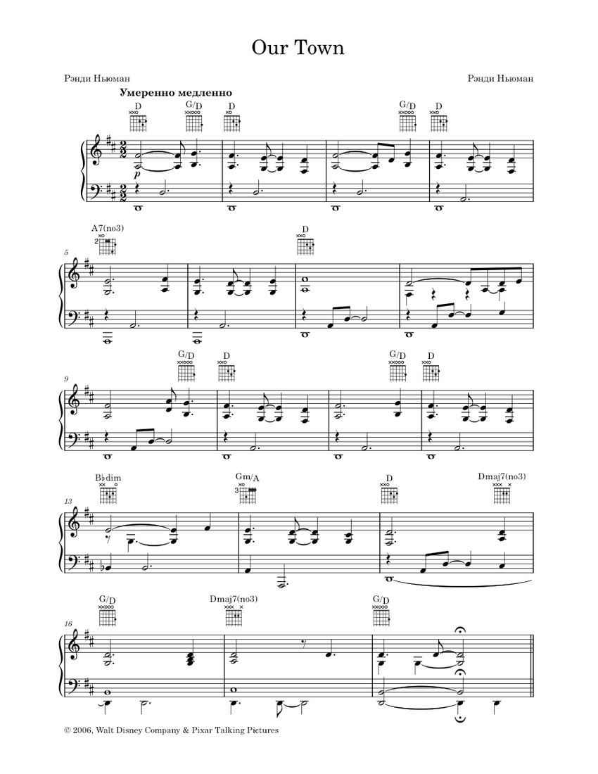 Our Town Sheet music for Piano, Vocals (Piano-Voice-Guitar) | Musescore.com