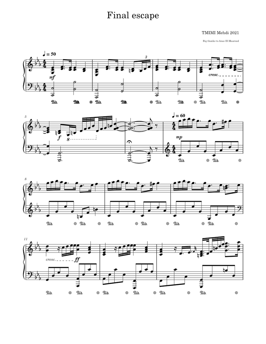 Final Escape Sheet Music for Piano (Solo) | MuseScore.com
