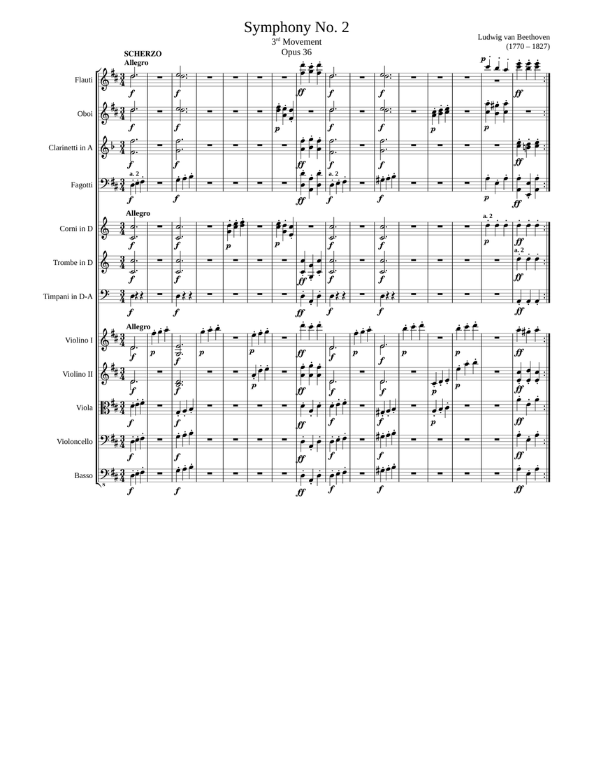 Symphony No. 2 3rd Movement Sheet music for Flute, Oboe, Bassoon, Timpani & more instruments ...