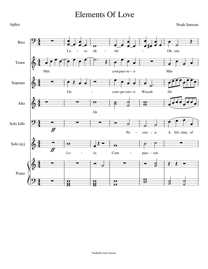 Elements Of Love Sheet music for Piano, Soprano, Alto, Tenor & more ...