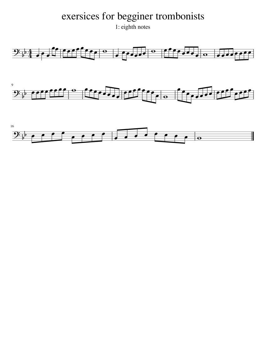 exersices for begginer trombonists Sheet music for Trombone (Solo ...