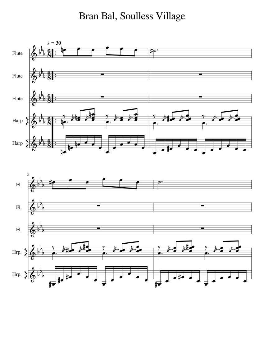 Bran Bal - Final Fantasy IX Sheet Music for Flute, Harp (Mixed Quintet ...