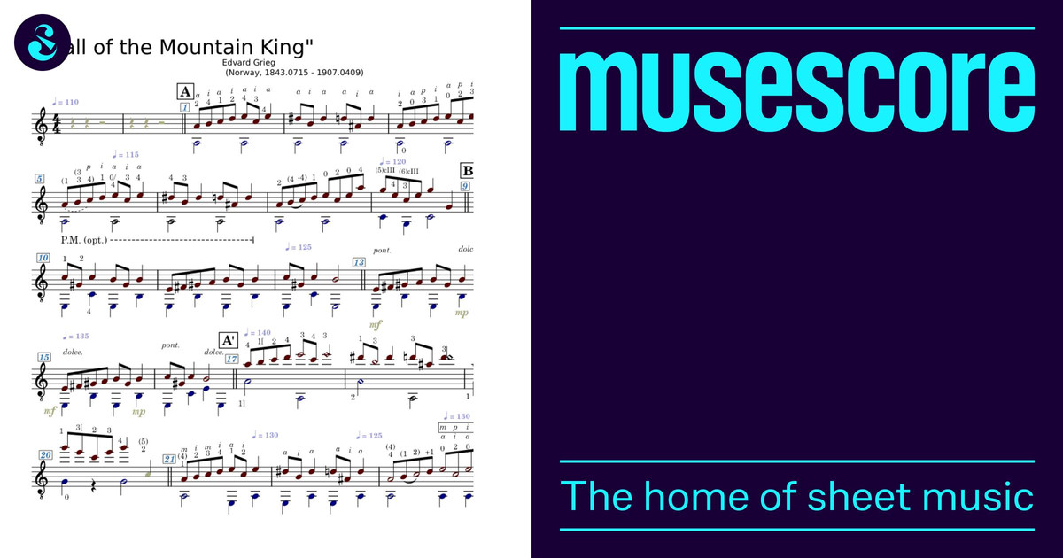 In The Hall of The Mountain King – Edvard Grieg Sheet music for Guitar ...