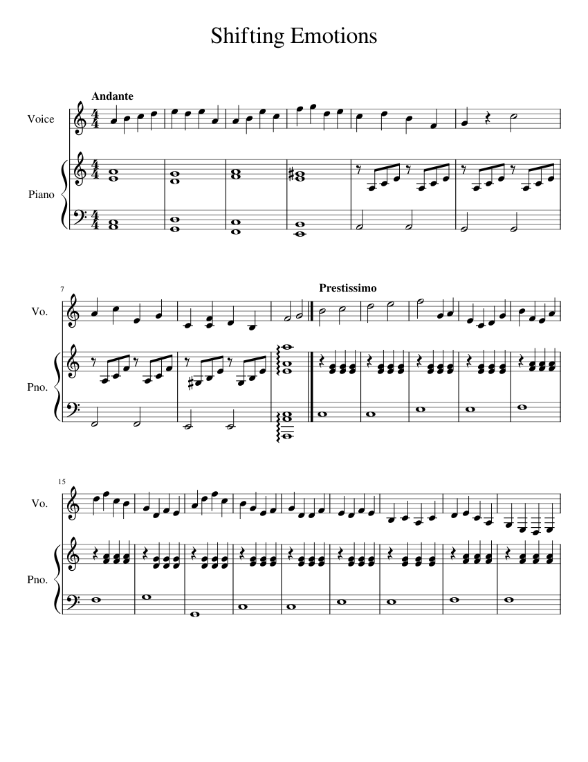 Shifting_Emotions Sheet music for Piano, Vocals (Piano-Voice) | Musescore.com