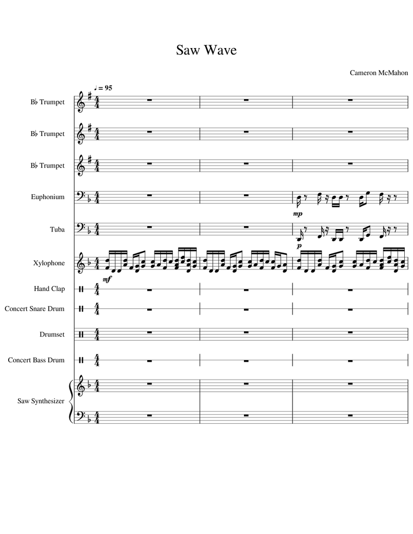 Saw Wave - can be played on piano Sheet Music for Euphonium, Tuba ...