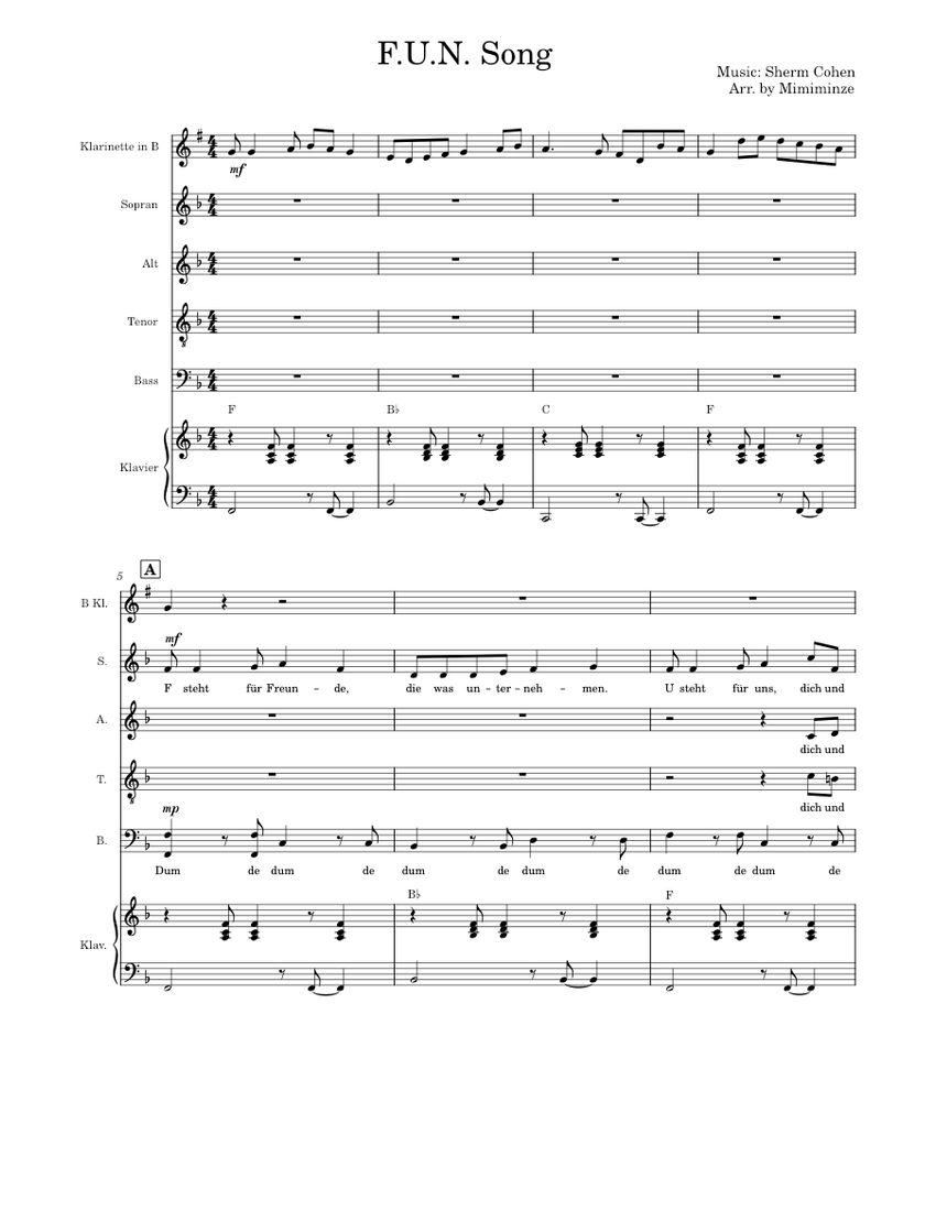Spongebob - FUN Song (SATB) – Sherm Cohen Sheet Music for Piano ...