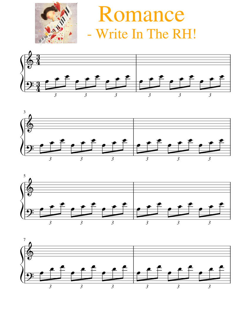 Romance - Write In The RH if you dare! Sheet music for Piano (Piano Duo ...