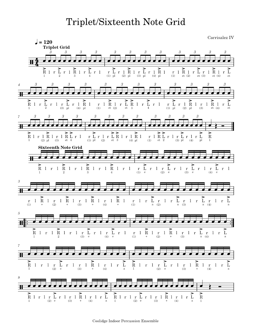 Triplet-Sixteenth Note Grid Sheet music for Snare drum (Solo ...