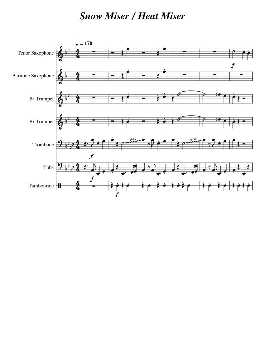 Snow Miser/Heat Miser Sheet Music for Trombone, Tuba, Tambourine ...