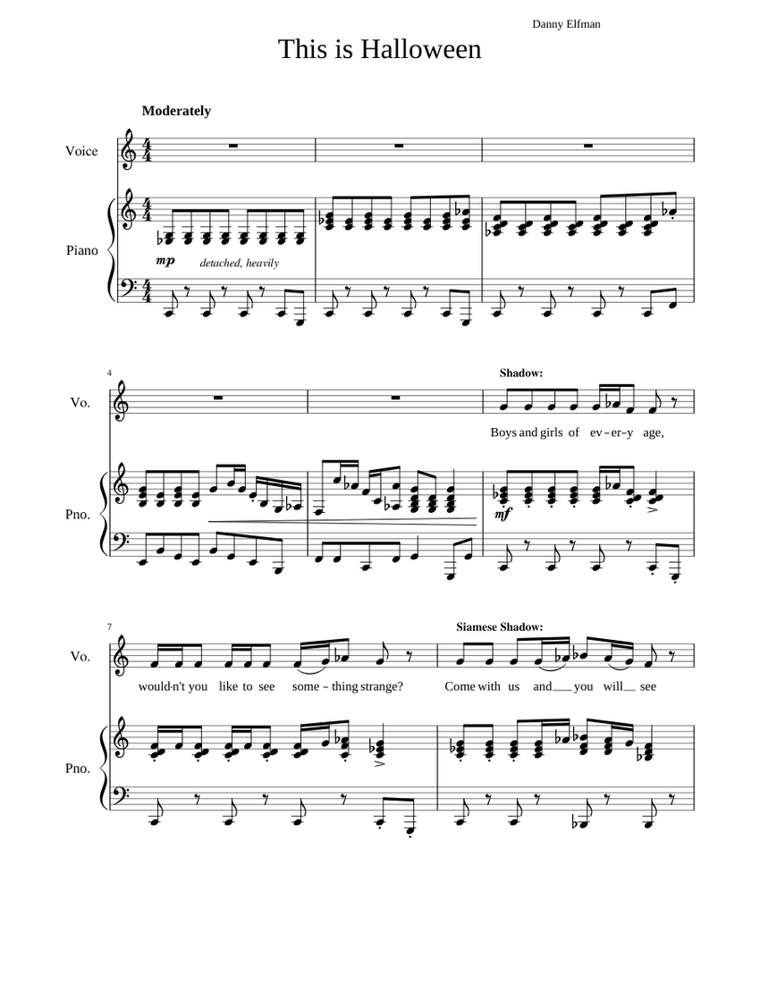 This is Halloween - The Nightmare Before Christmas Sheet Music for ...