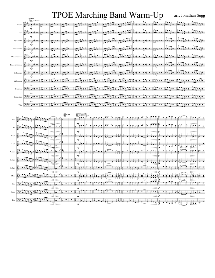 Marching Band Warm Up Sheet Music for Trombone, Euphonium, Tuba ...