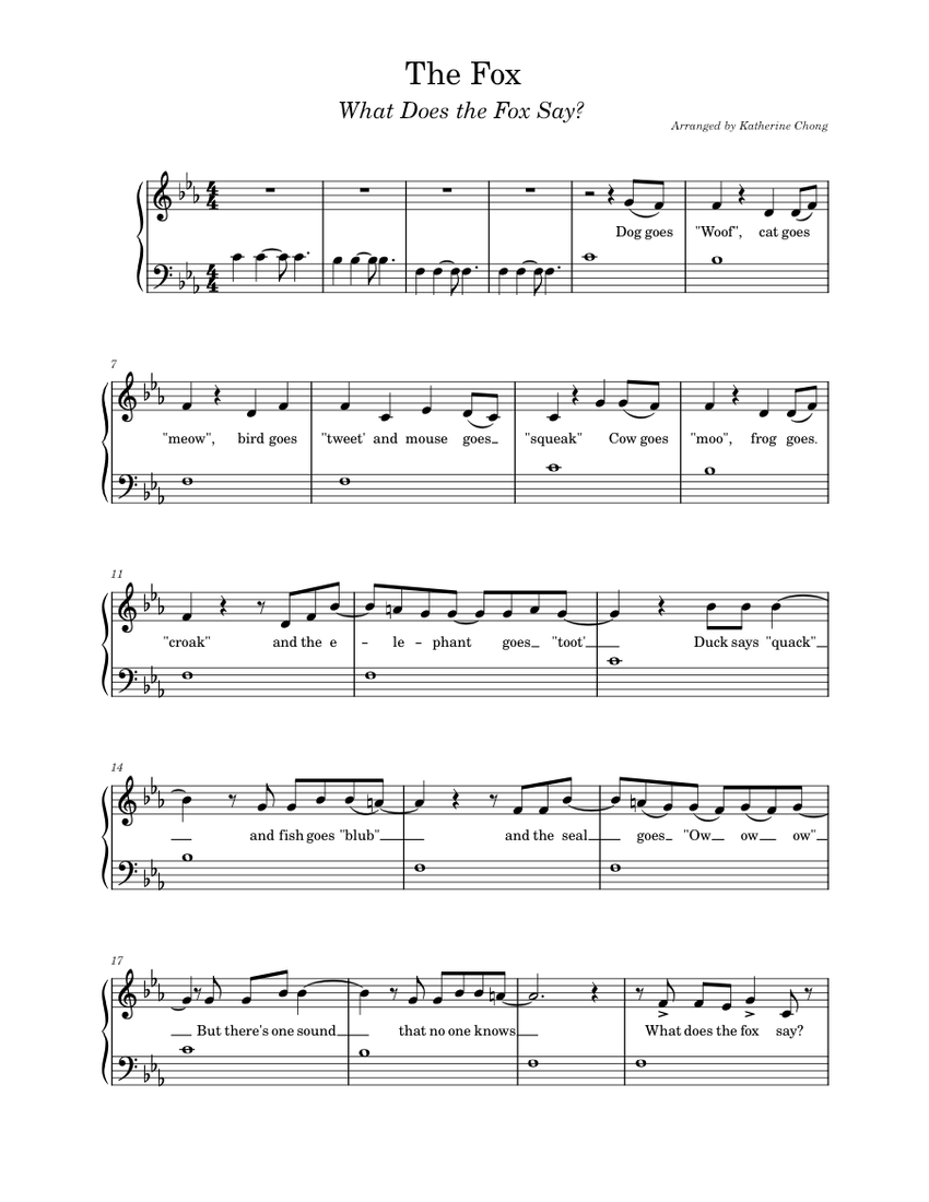 What Does The Fox Say – Ylvis Sheet Music for Piano (Solo) easy ...