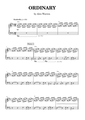 Ordinary – Alex Warren Sheet Music for Piano, Trombone, French horn ...